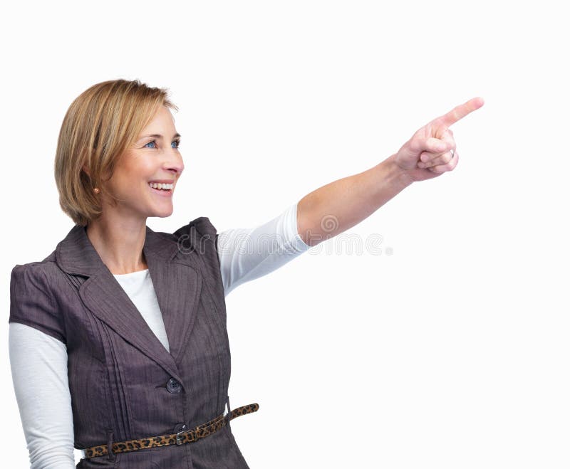 Lady Pointing at Something Interesting Stock Image - Image of cheerful ...
