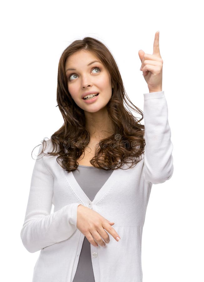 Lady pointing hand gesture stock photo. Image of caucasian - 34418874