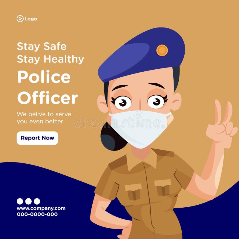 Lady Police of Banner Design Stock Vector - Illustration of brown ...