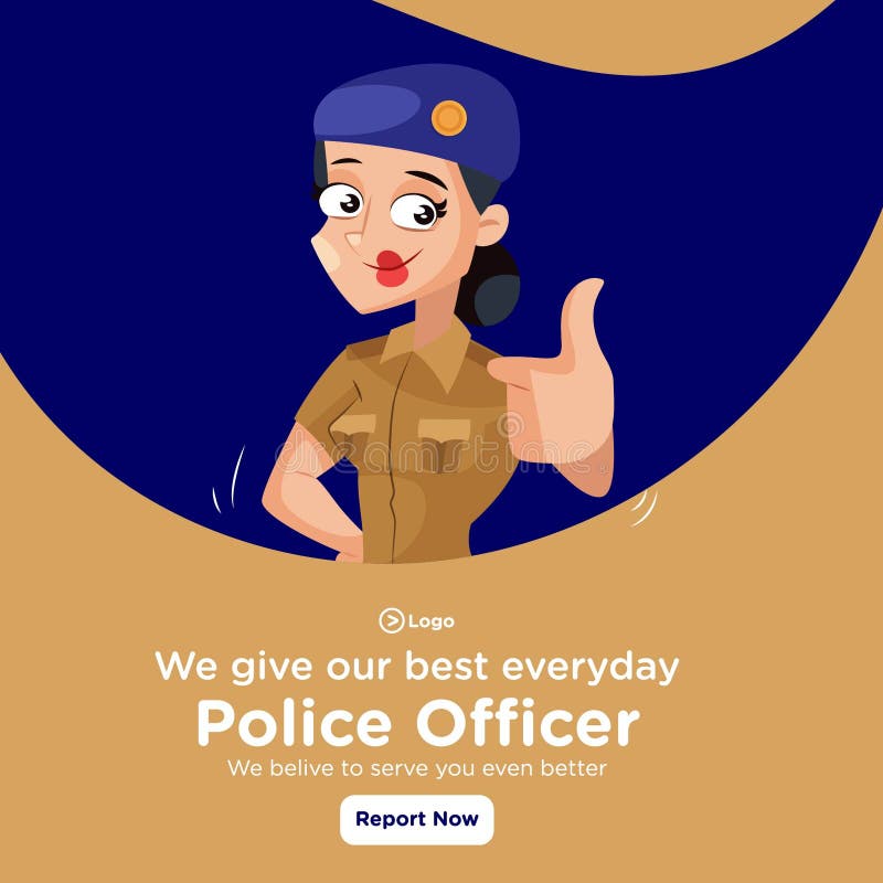Lady Police of Banner Design Stock Vector - Illustration of feminine ...