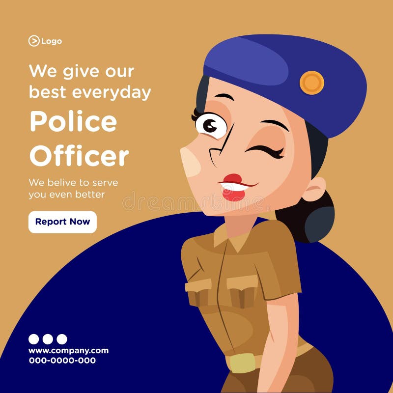 Lady Police of Banner Design Stock Vector - Illustration of profession ...