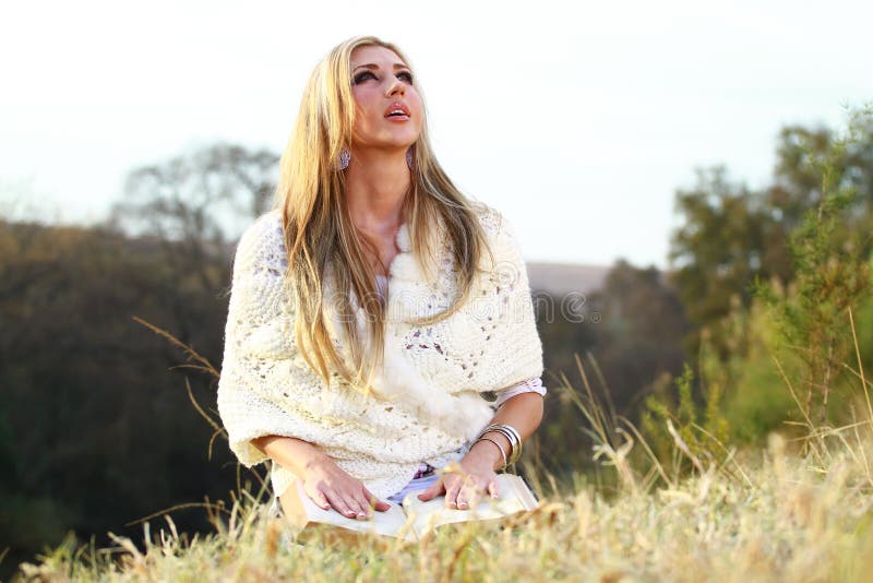 Lady pray over open Bible stock photo. Image of beautiful - 19782018