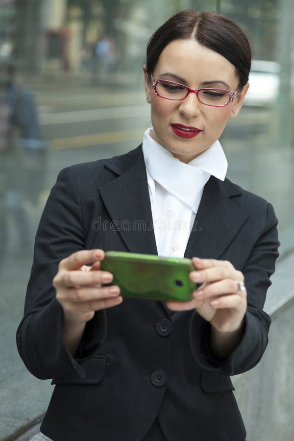Lady Reading Sms stock image. Image of female, mobile - 41918819