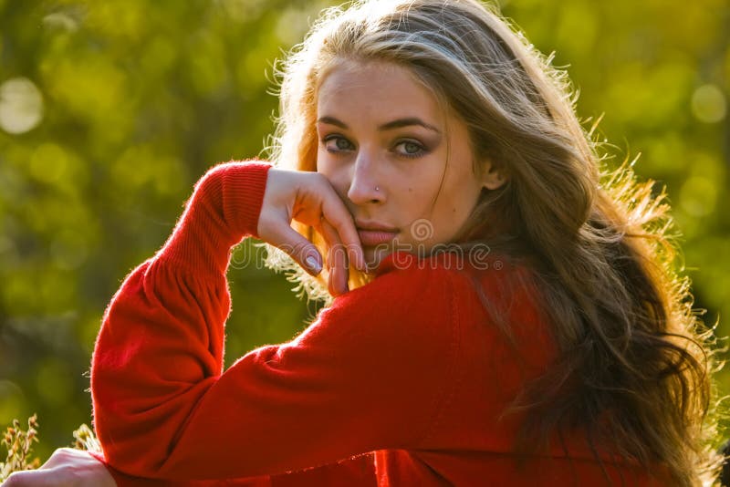 Lady in red stock photo. Image of perfect, autumn, person - 11286292