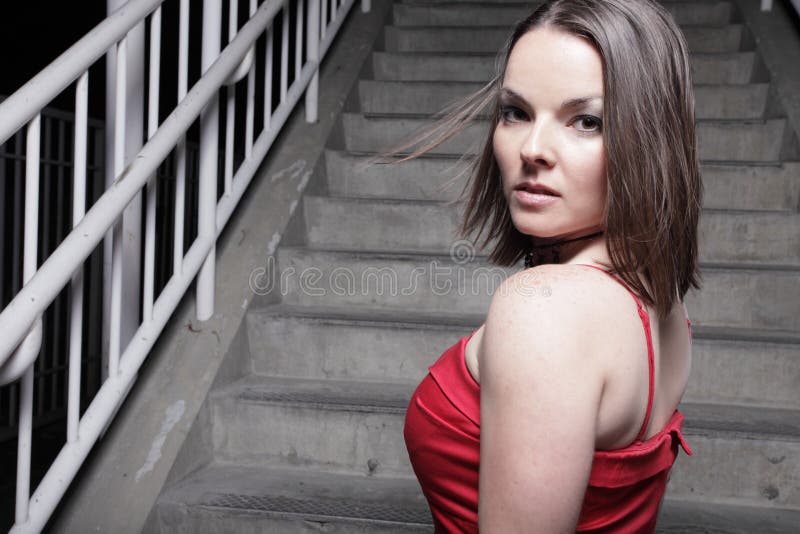 Lady in red stock image. Image of person, modern, hairstyle - 14107519