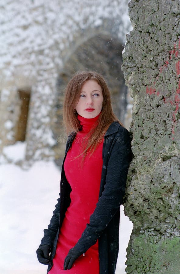 Lady in red stock photo. Image of person, nature, beautiful - 16128732