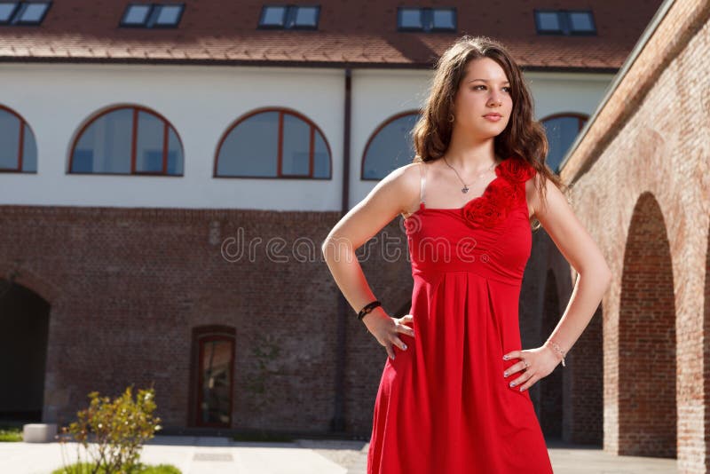 Lady in red stock photo. Image of model, makeup, cute - 25636762