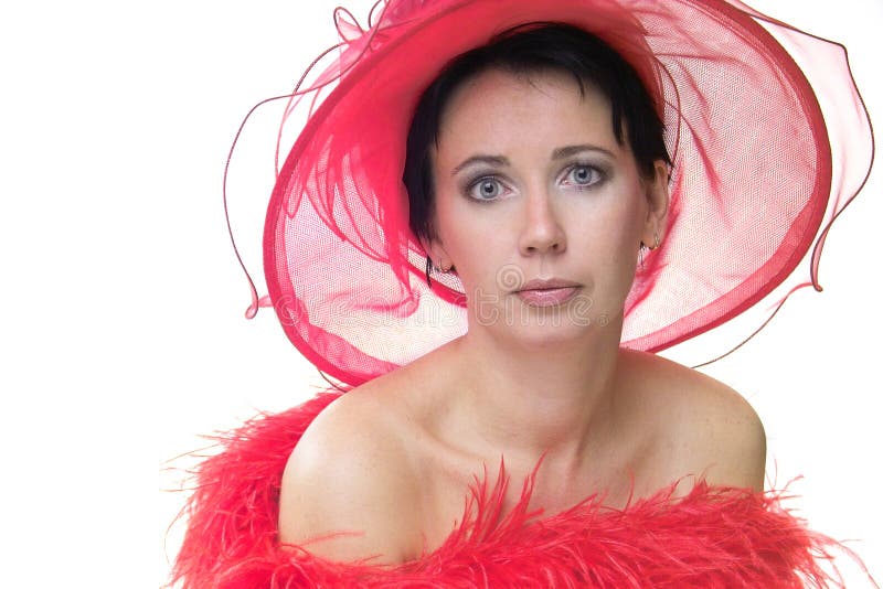 Lady in red hat stock image. Image of lady, look, happy - 390047