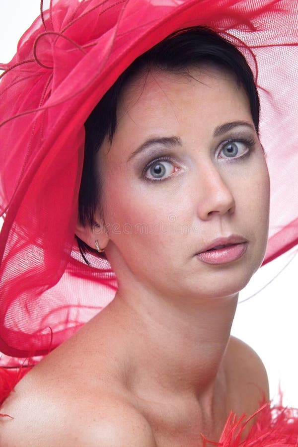 Lady in red hat stock photo. Image of beauty, headshot - 390048