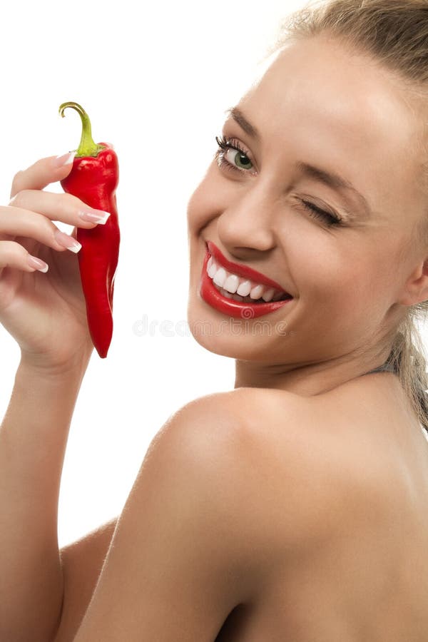 Young with Red Hot Chilli Pepper Stock Photo - Image of food, caucasian ...