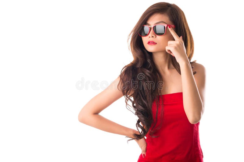 Lady in red stock image. Image of lovely, feminine, hair - 33913099