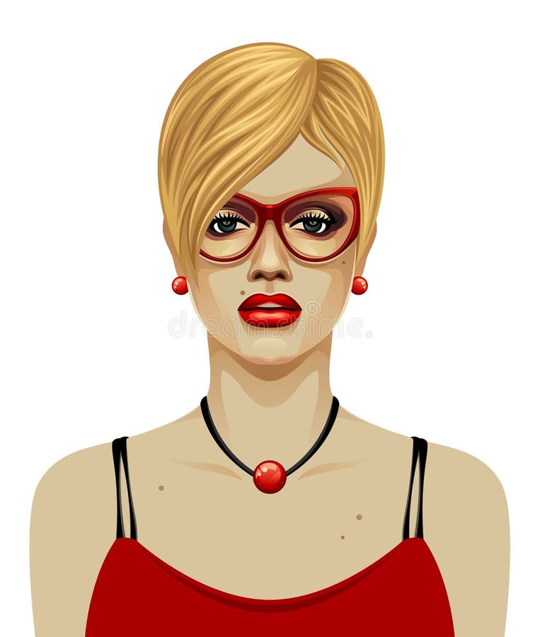Lady in red stock vector. Illustration of blonde, face - 27573607
