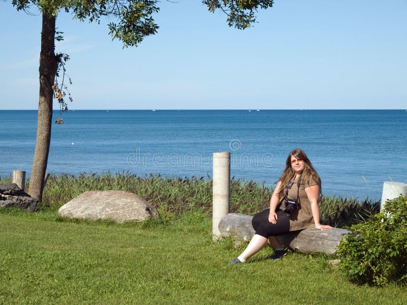 Lady Resting Near Lake Huron Stock Image - Image of outdoor, youth ...