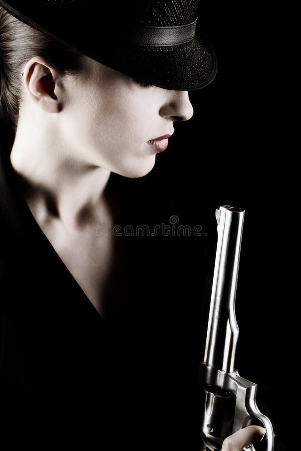 Girl with a revolver stock photo. Image of dangerous - 20112084