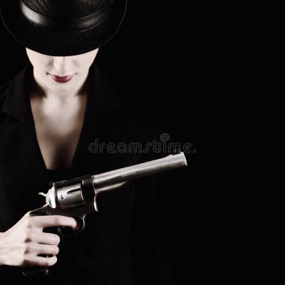 Lady with a revolver stock photo. Image of cute, elegant - 20111882