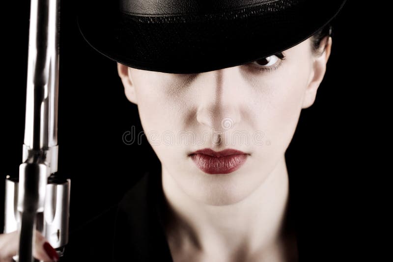 Girl with a revolver stock photo. Image of dangerous - 20112084