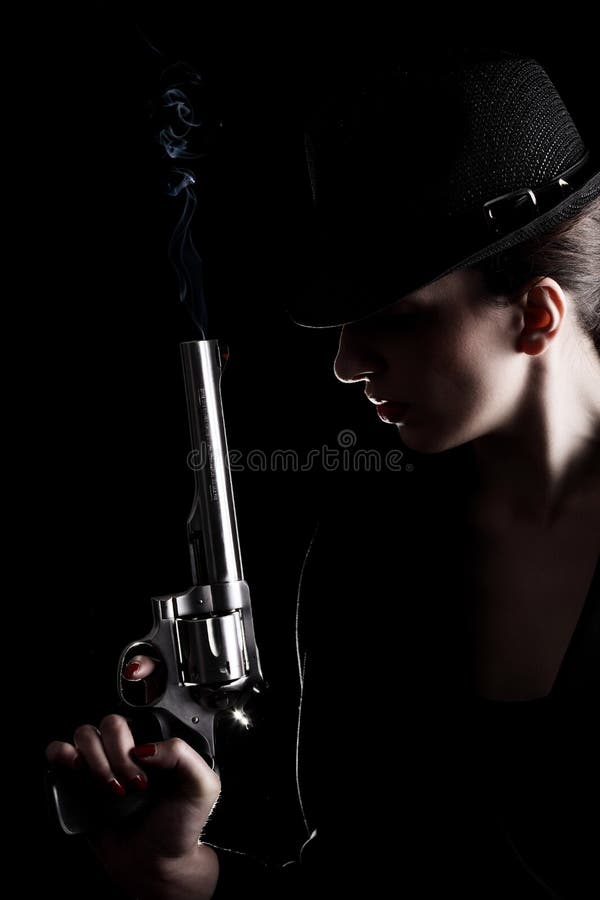 Girl with a revolver stock photo. Image of dangerous - 20112084