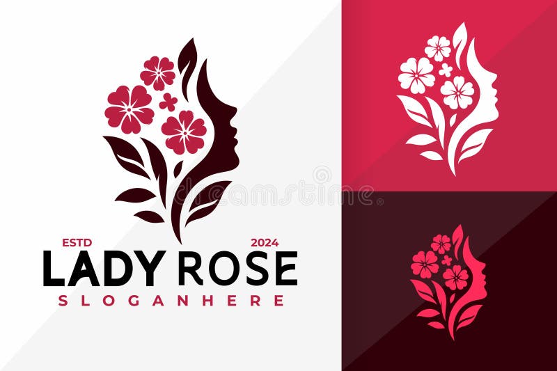 Lady Rose Logo Design Vector Symbol Icon Illustration Stock Vector - Illustration of floral ...