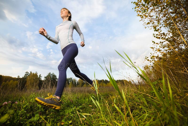 Lady runner stock image. Image of rural, autumn, female - 80151909