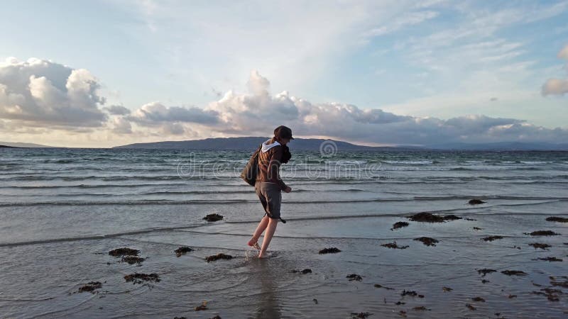 Lady Running Down the Beach during Sunset Stock Video - Video of ...