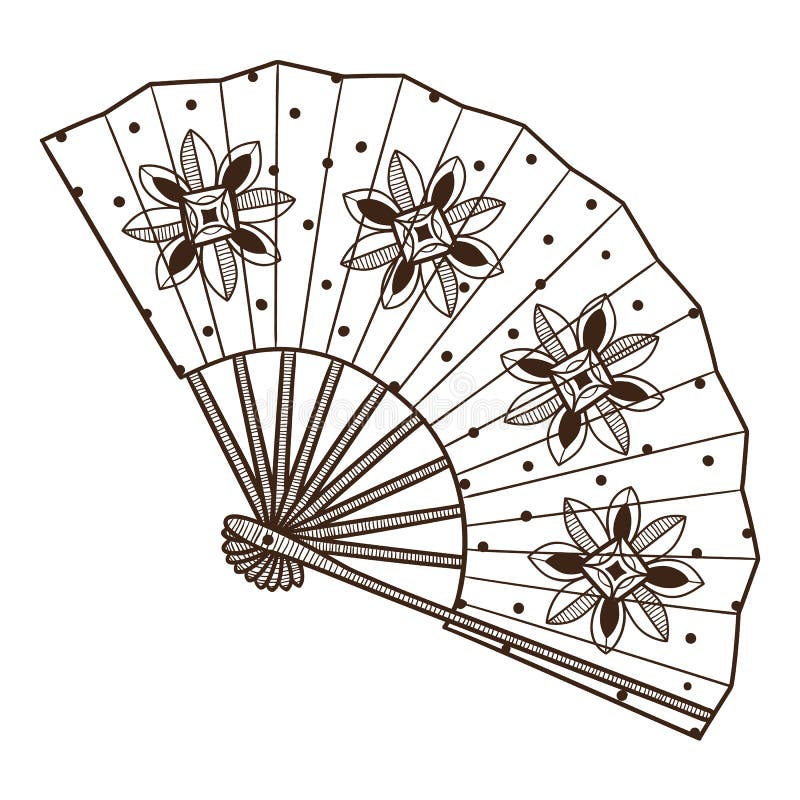 Lady s fan. stock vector. Illustration of rough, decoration - 37461224