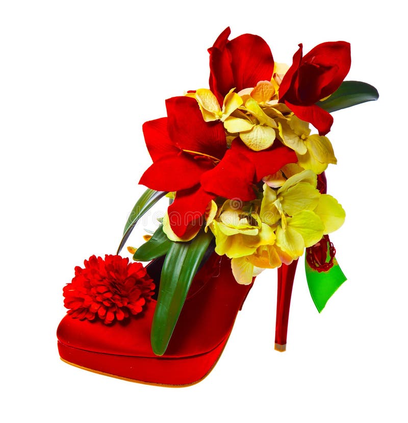 Lady S Shoe Decorated with Flowers Stock Image - Image of fashioned ...