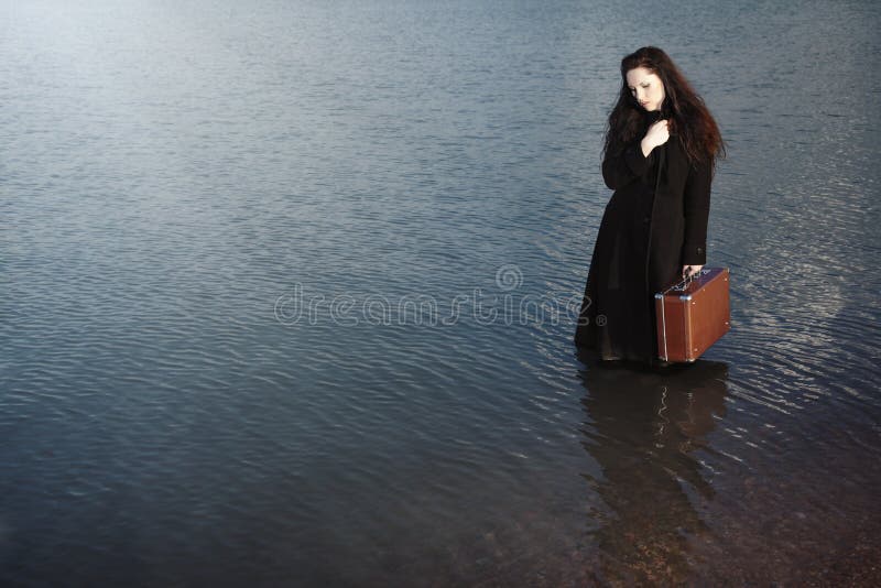 Lady and sea stock image. Image of seasonal, female, depart - 12692213