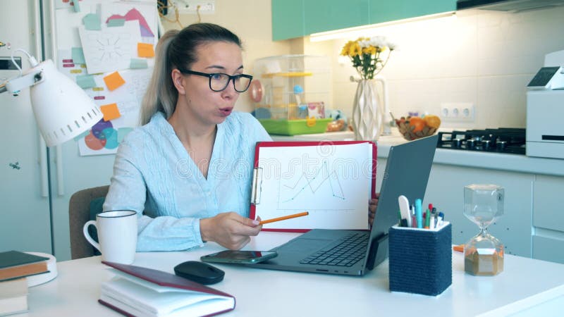 A Lady during Lockdown is Explaining a Diagram Via Video Stock Video ...
