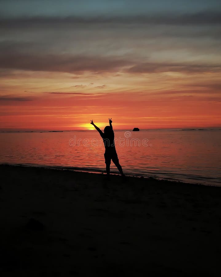 Lady Silhouette on a Sunset Stock Photo - Image of silhouette, young ...