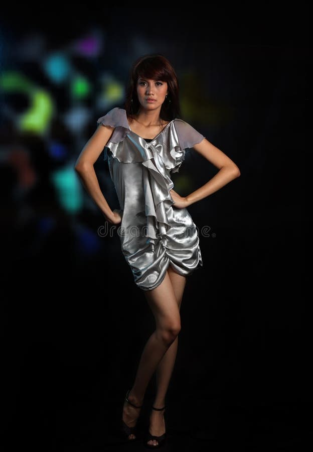 Woman in silver dress stock photo. Image of neutral, cloth - 11830958