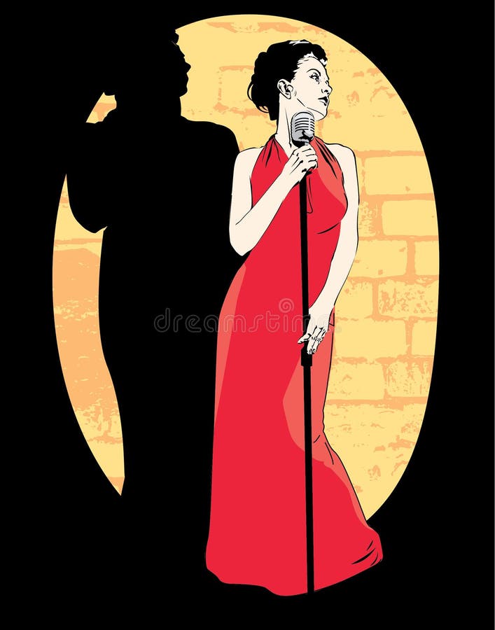 Lady singer; vector stock vector. Illustration of beautiful - 43664488