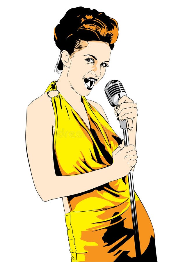 Lady singer; vector stock vector. Illustration of beautiful - 43664488