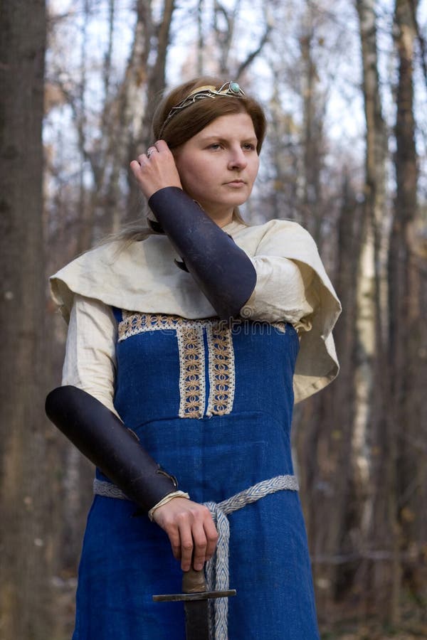 Lady with sword stock photo. Image of blond, costume, dream - 5582370