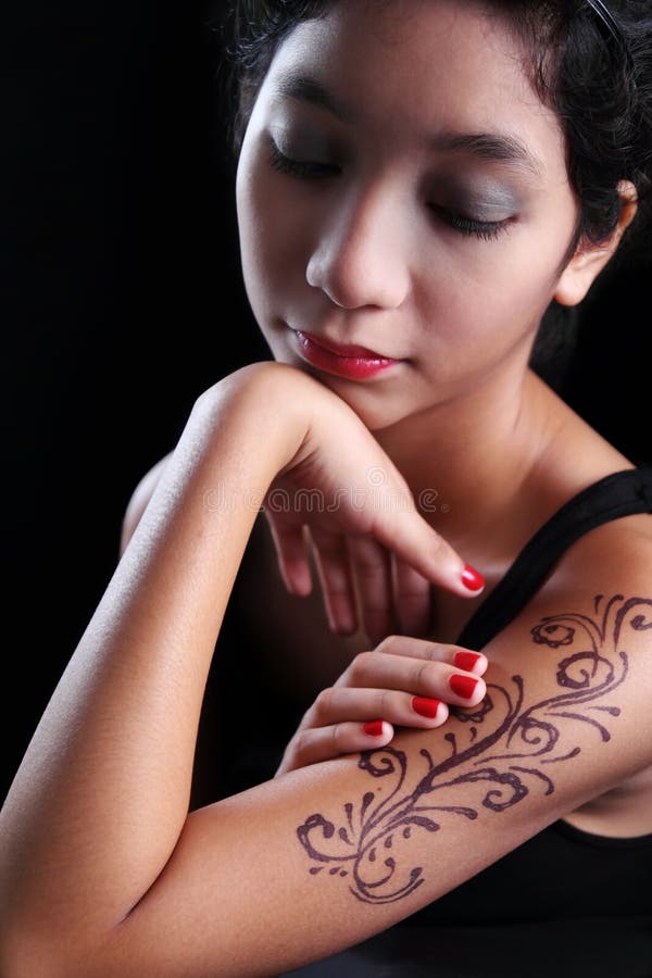Lady with Tattoo stock image. Image of fashion, finger - 19552933