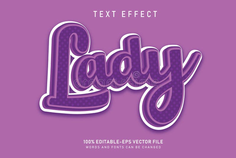 Lady Text Effect Design Vector Stock Vector - Illustration of ...