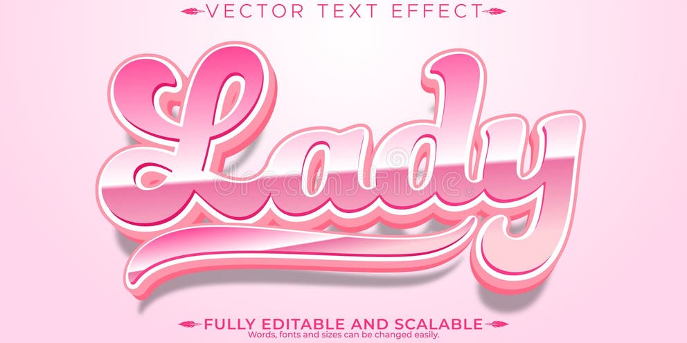 Lady Text Effect, Editable Pink and Candy Text Style Stock Vector ...