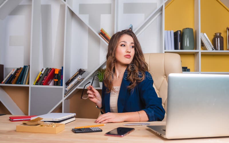 Serious Business Lady is Thinking about Solving a Business Problem ...