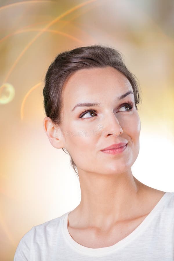 Lady Thinking about Something Pleasant Stock Photo - Image of essential ...