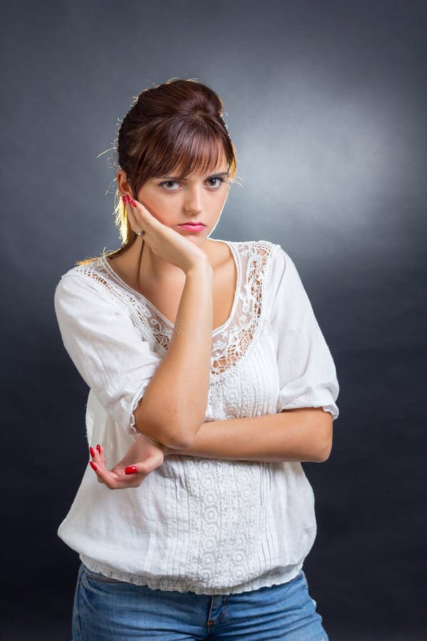 Lady thinking stock image. Image of face, person, lady - 48422609