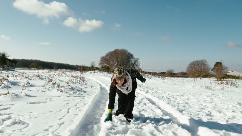 Lady Throwing Snowball and Playing in the Snow Stock Footage - Video of ...