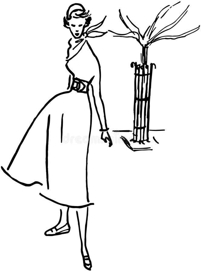 Lady by a Tree stock vector. Illustration of advertising - 42096784