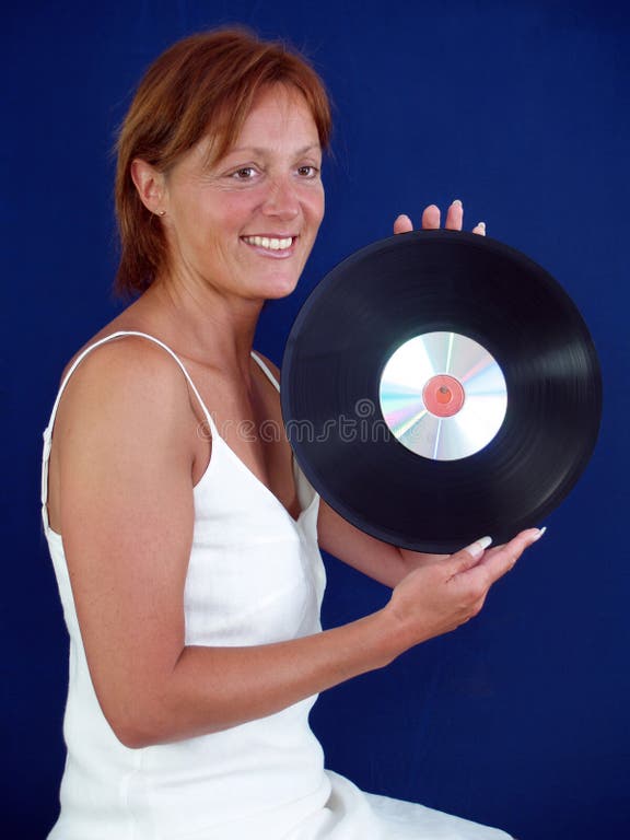 Lady with vinyl record stock image. Image of eyecontact - 2417451