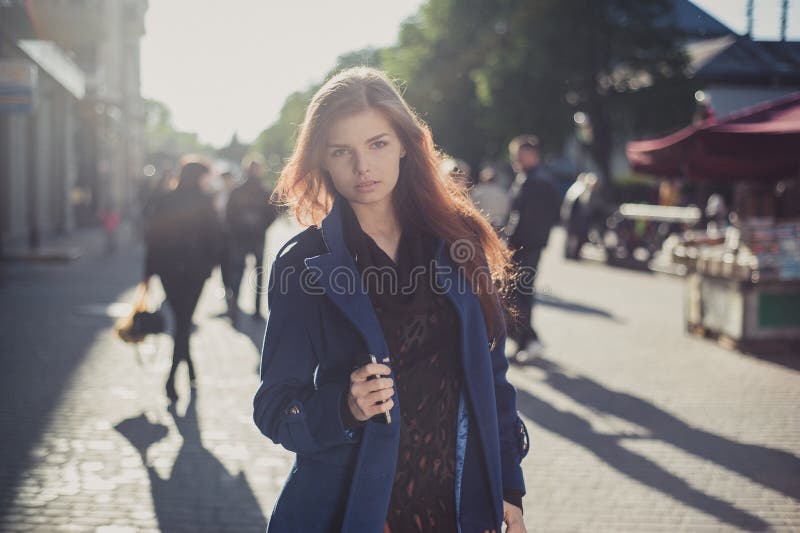 Lady for a walk stock image. Image of beautiful, dress - 73508693
