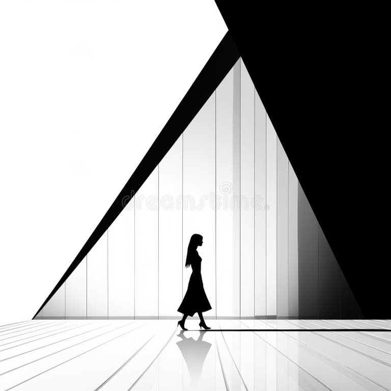 Minimalistic Vector Illustration of a Woman Walking in Angular Geometry ...