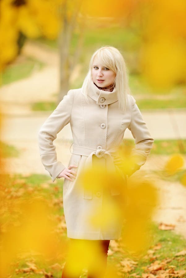 Lady is Wearing Coat in Fall Stock Image - Image of cute, female: 60200729