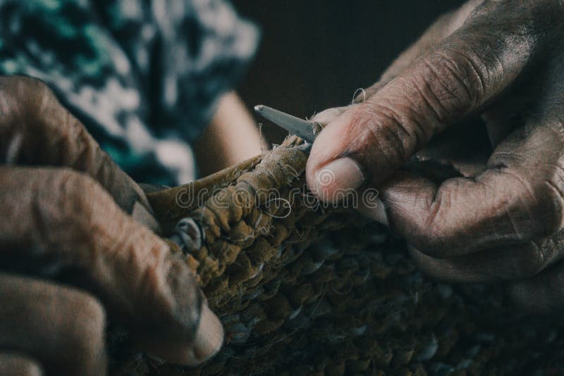 A Lady Weaving the Wool by Hand with the of Special Type of Stick Stock ...