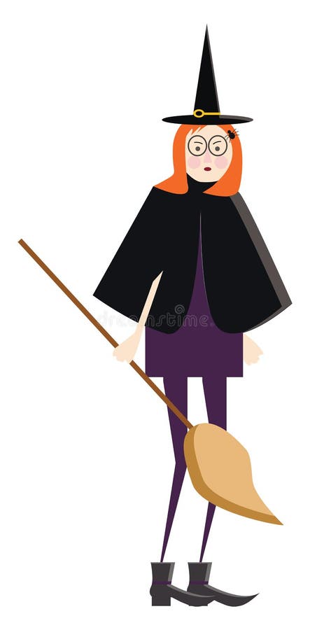 Lady in Witch Costume Vector or Color Illustration Stock Vector ...