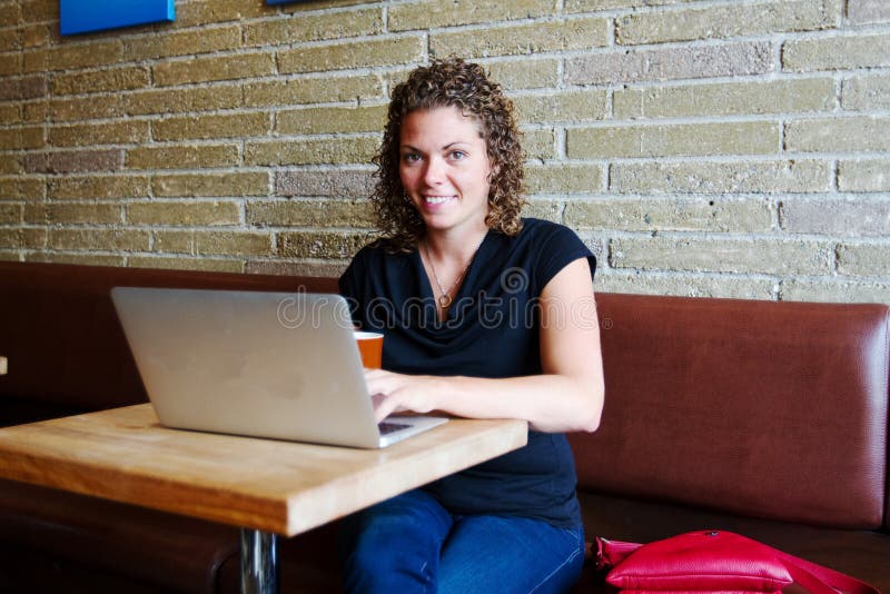 Lady working on computer stock image. Image of computer - 38129389