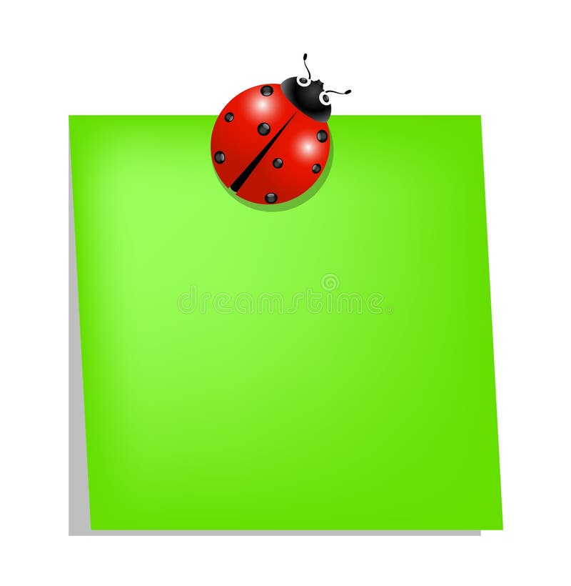 Ladybird Holding Green Note Paper Stock Vector - Illustration of insect ...