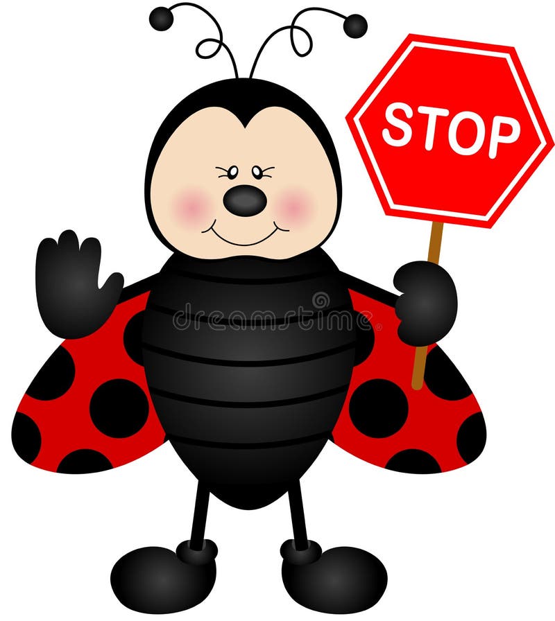 Ladybird with a Street Stop Sign Stock Vector - Illustration of flying ...